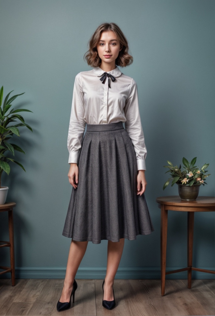 Look Inspiration: Round Toe Kitten Heel with Tweed Midi Skirt and Peter ...